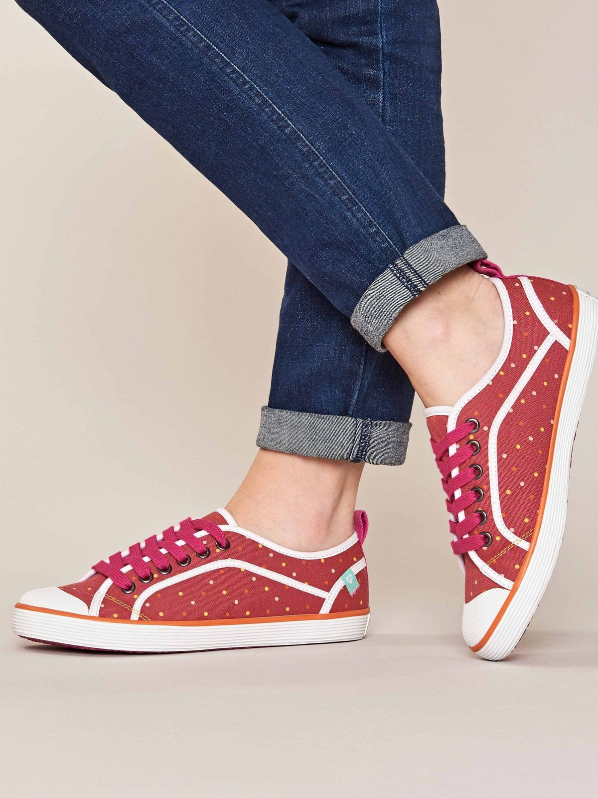 CUDDLY TOY 2 RHUBARB MINI SPOT | Red lace-up canvas shoes | Moshulu ...